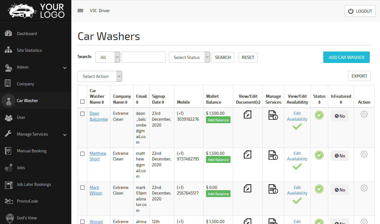 Mobile car wash app, Uber for car wash, car cleaning app, Spiffy clone