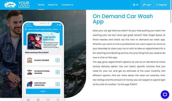 Mobile car wash app, Uber for car wash, car cleaning app, Spiffy clone
