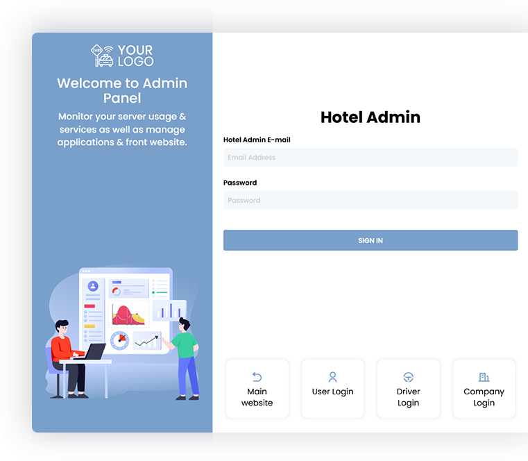 Hotel Administrator Panel for Taxi Ride - V3cube