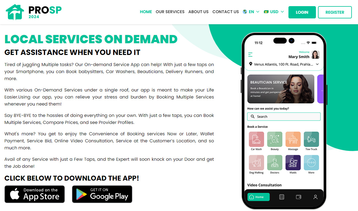 On Demand Service Provider App Website and Admin Panel