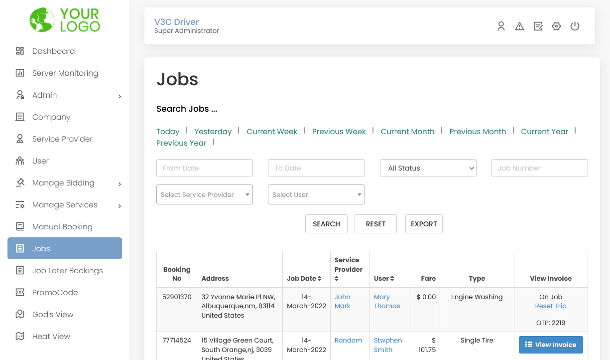 On Demand Service Provider App Website and Admin Panel