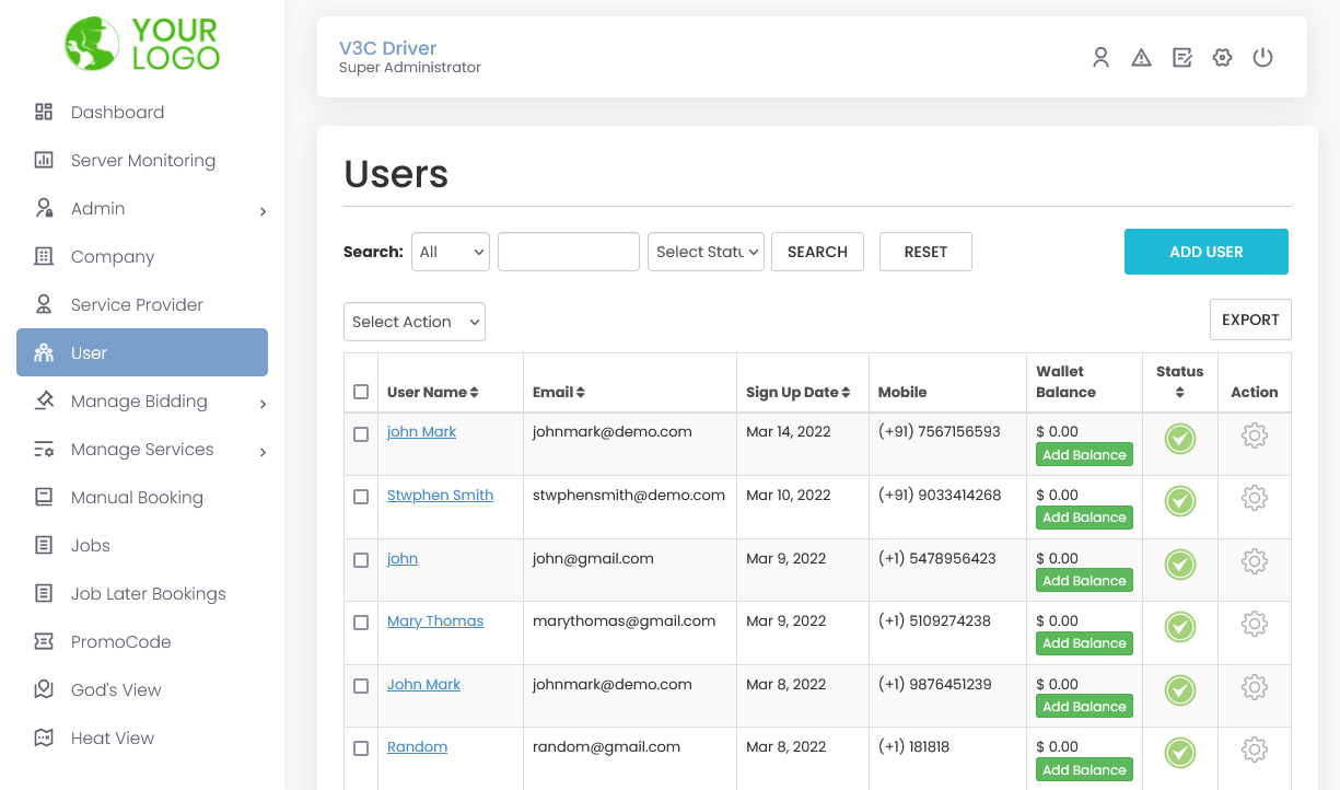 On Demand Service Provider App Website and Admin Panel