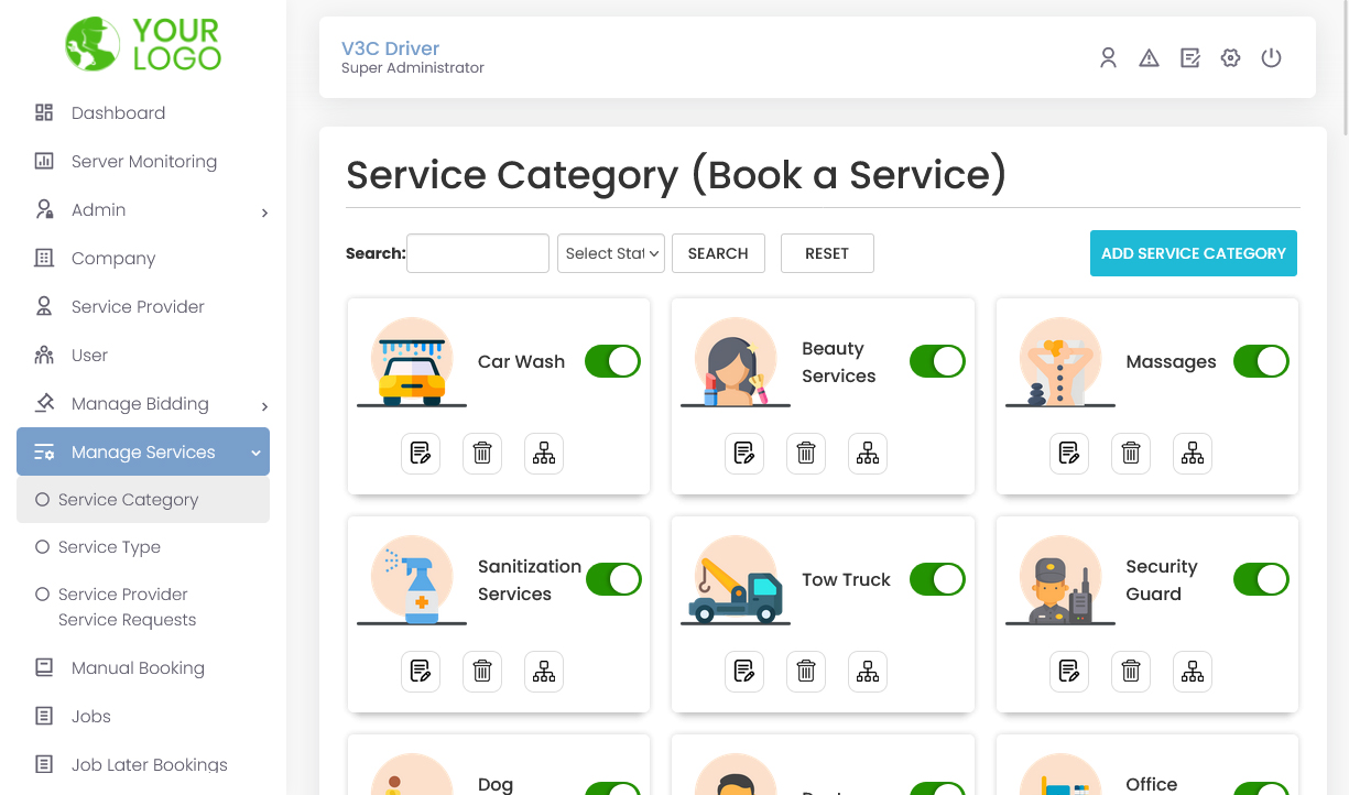 On Demand Service Provider App Website and Admin Panel