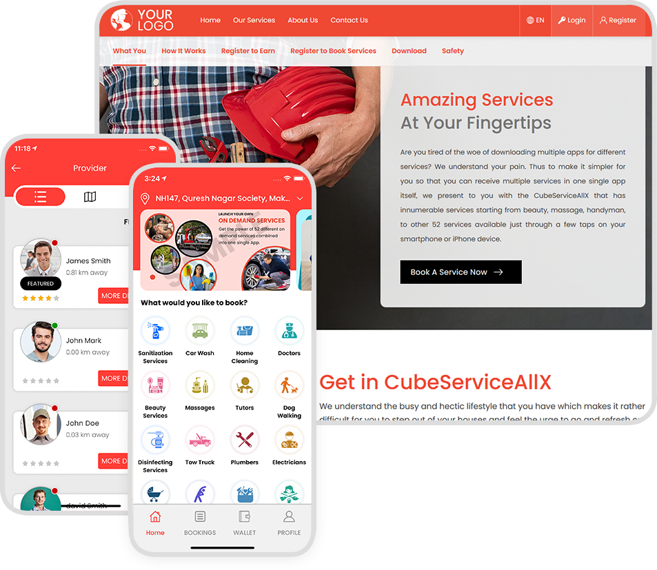 On Demand Service Provider App Website and Admin Panel