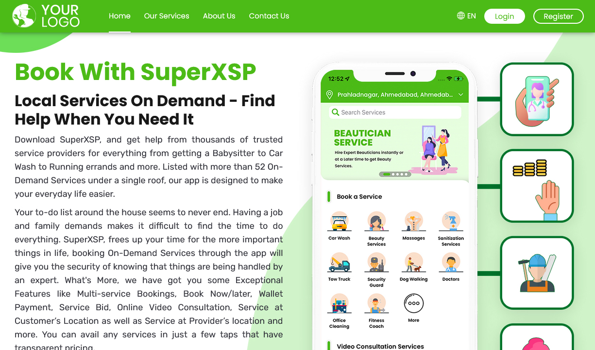 On Demand Service Provider App Website and Admin Panel