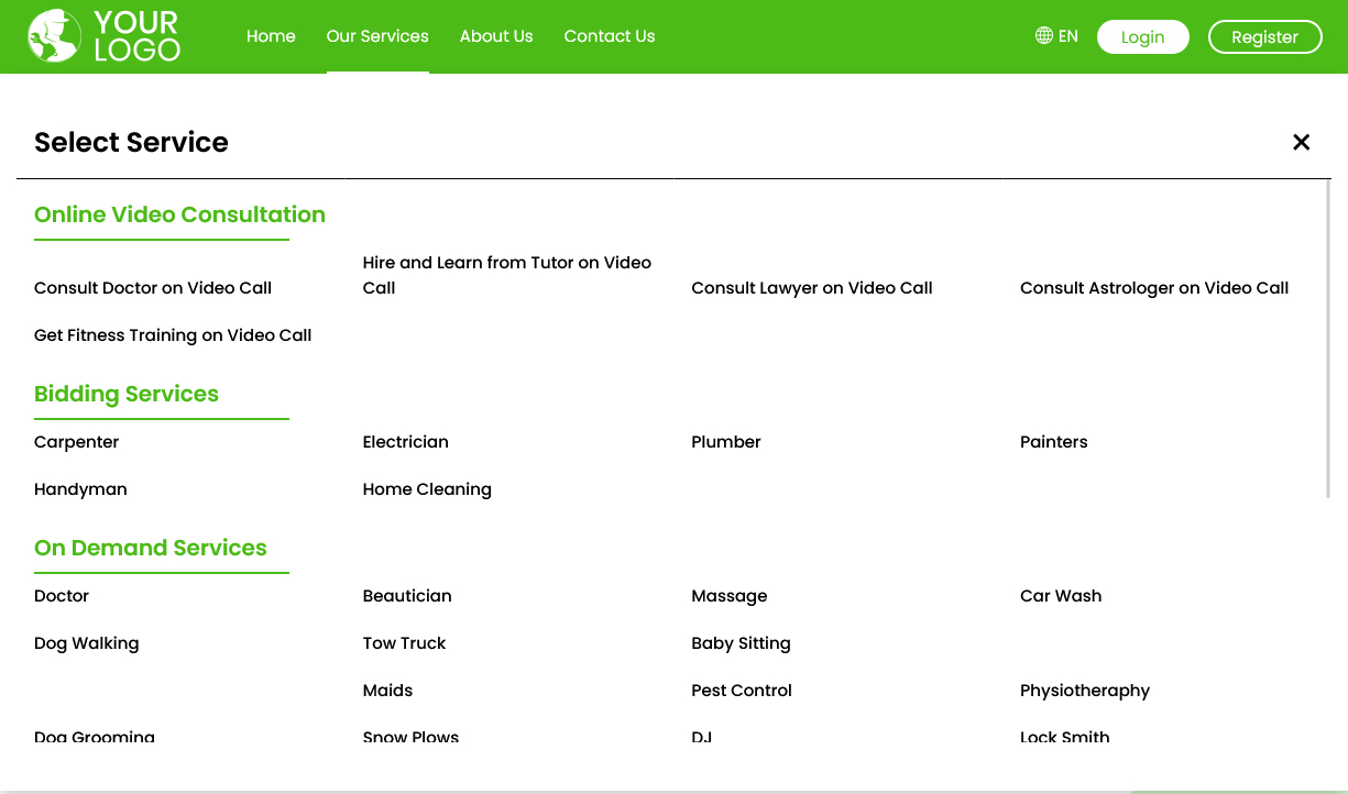 On Demand Service Provider App Website and Admin Panel