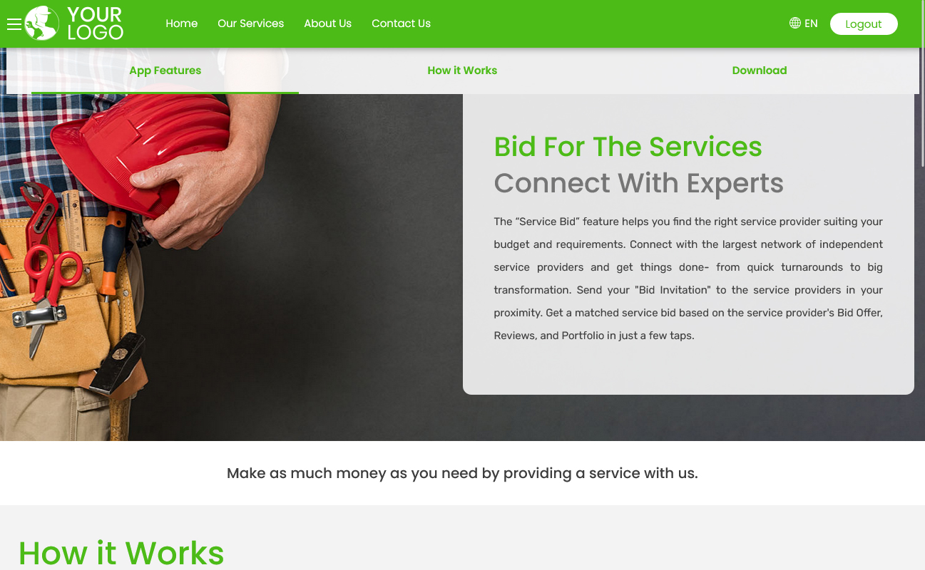 On Demand Service Provider App Website and Admin Panel