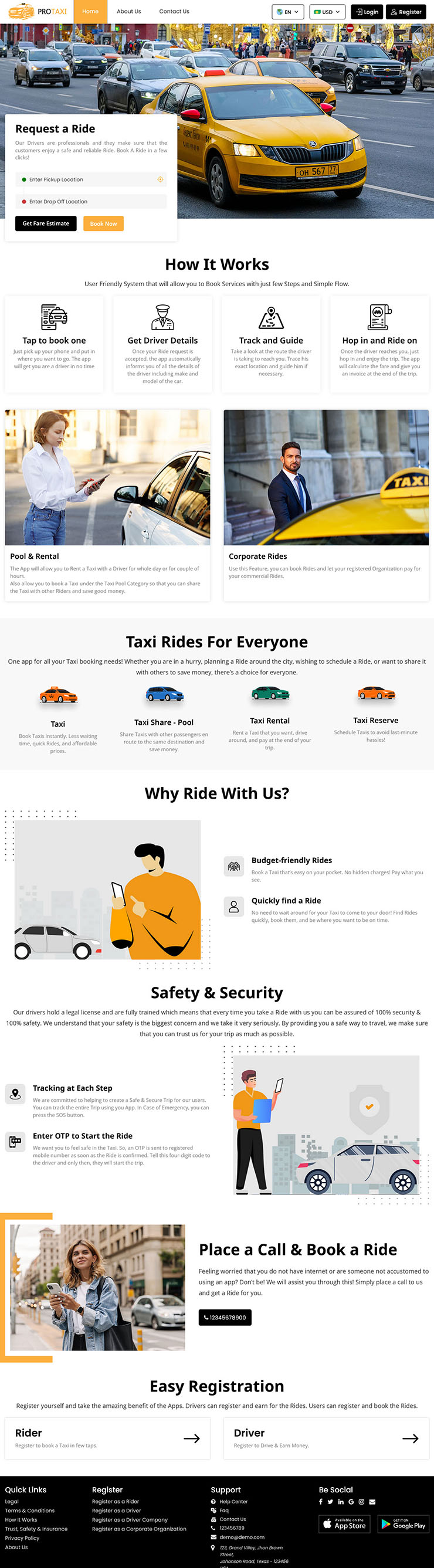 Uber Clone Web Panel | Taxi App Front Panel